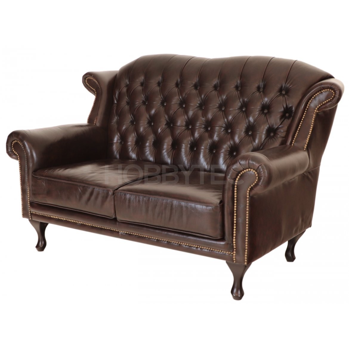 Pohovka dvoumístná Chesterfield Crown z pravé hovězí kůže | hobbytec.cz